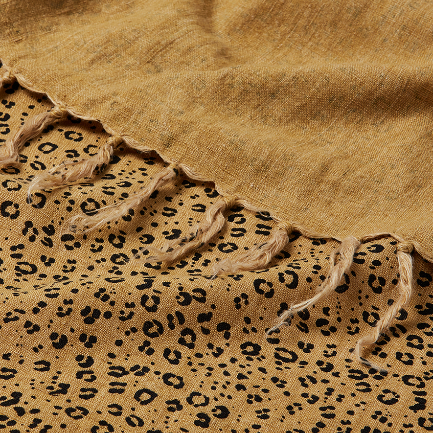 Malmo Honey Small Leopard Print Linen Throw | Adairs