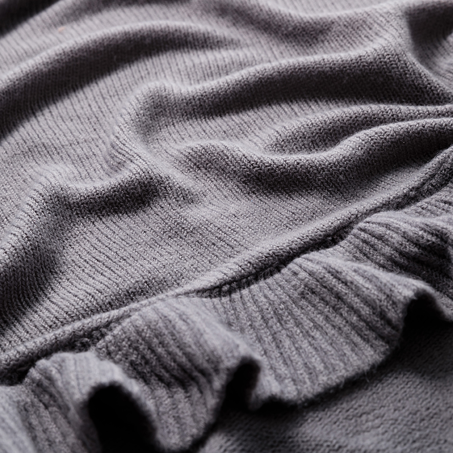 Rosie Grey Ruffle Throw | Adairs