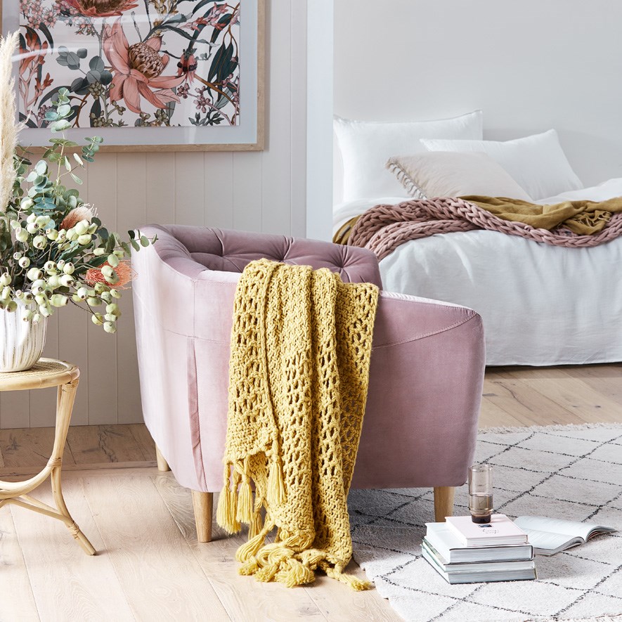 Mercer + Reid - Sinclair Mustard Knit Throw | Adairs