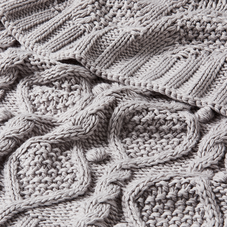 Mornington Grey Cable Knit Throw | Adairs