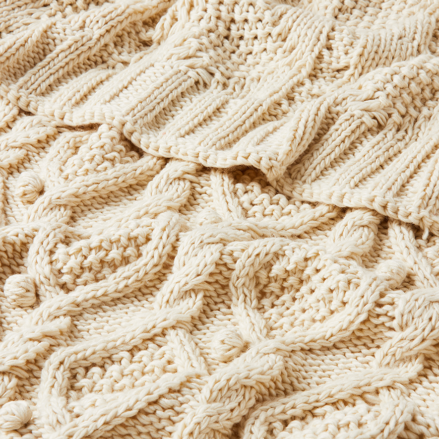 Mornington Ivory Cable Knit Throw | Adairs
