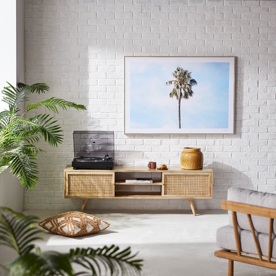 Benjamin Long Photography Santorini Sky Lone Palm Wall Art | Adairs