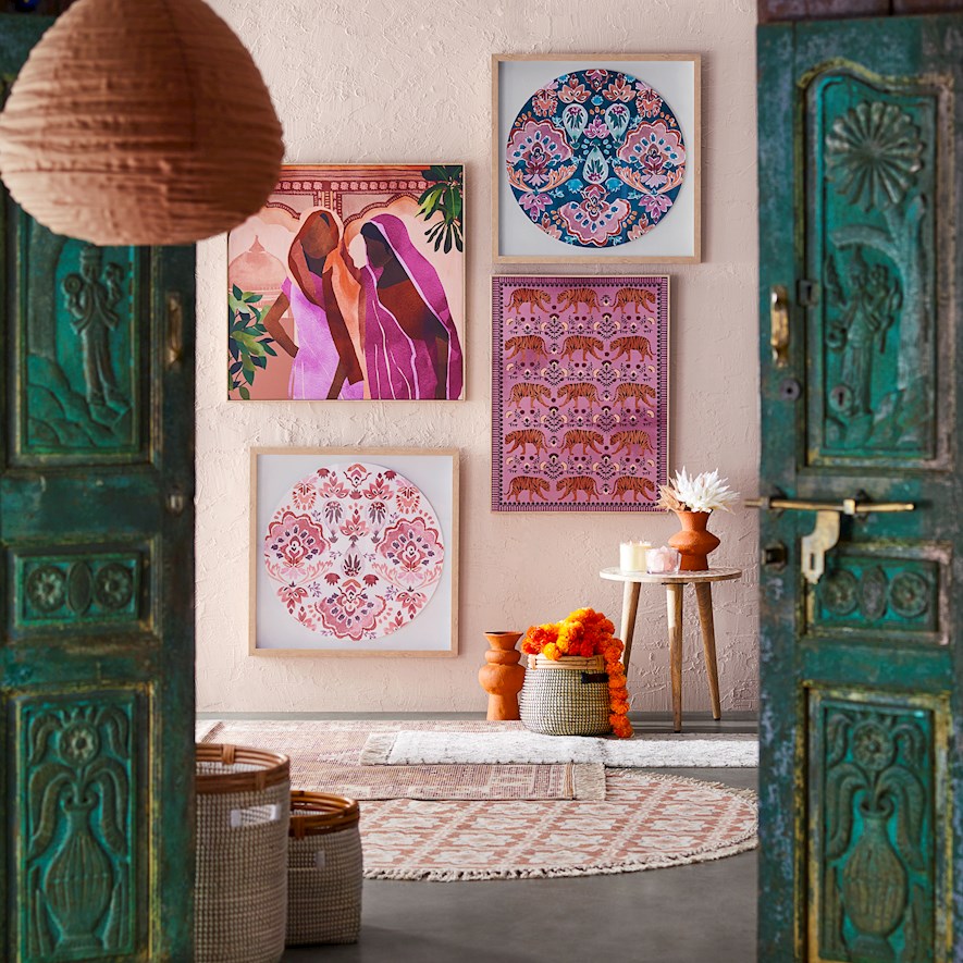 Indali Violet Wood Block Artwork | Adairs