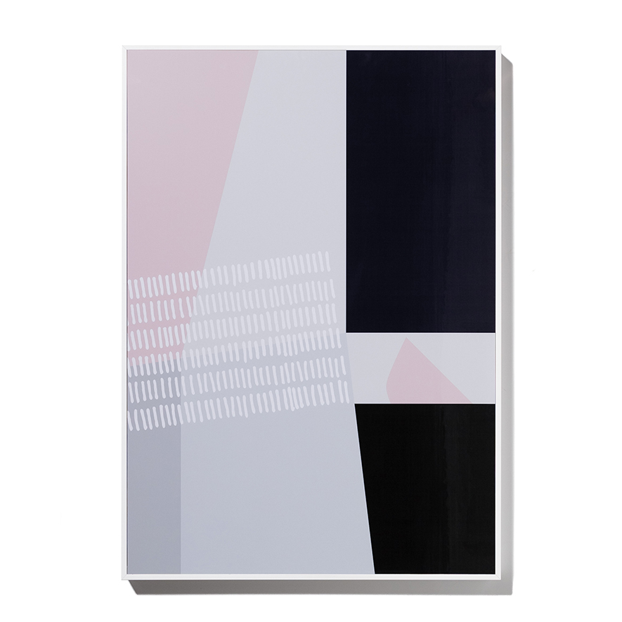 Spectrum Gloss Canvas Grey/Blush/Ink Abstract | Adairs