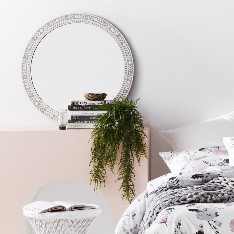 Inlay Pink Round Mirror | Adairs