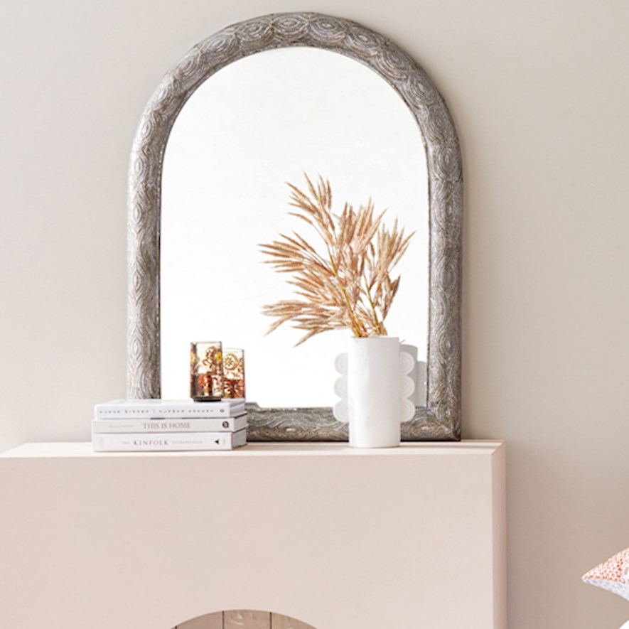 Taza Antique Silver Arch Mirror Round | Adairs