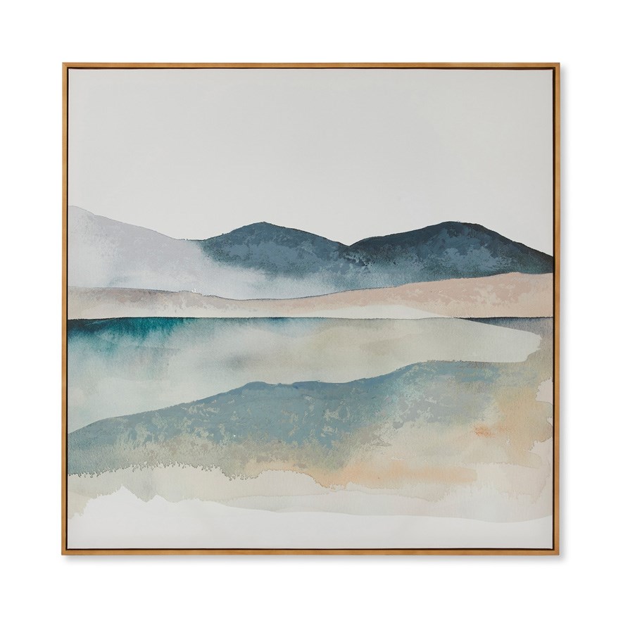 Mark Tuckey Horizon Stone Blue Lake Wall Art | Adairs