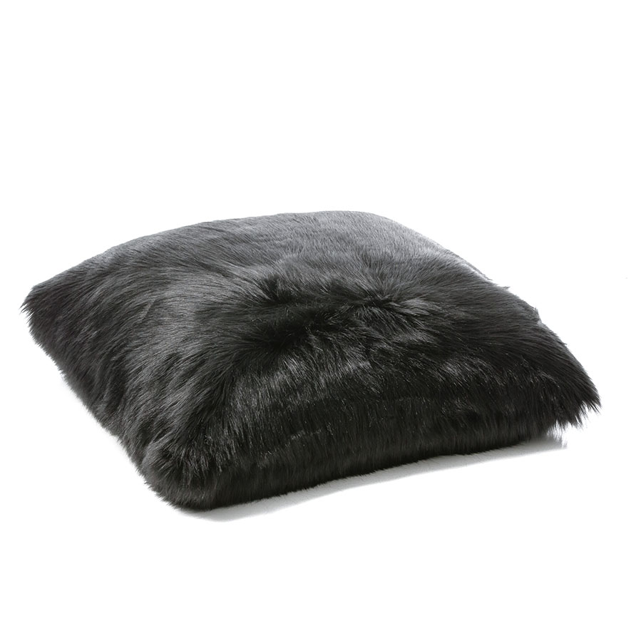 Home Republic - Alpine Fur Floor Cushion Black | Adairs