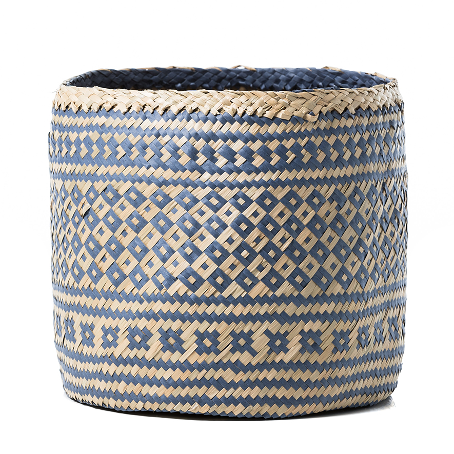 Home Republic - Aztec Round Basket Blue | Adairs