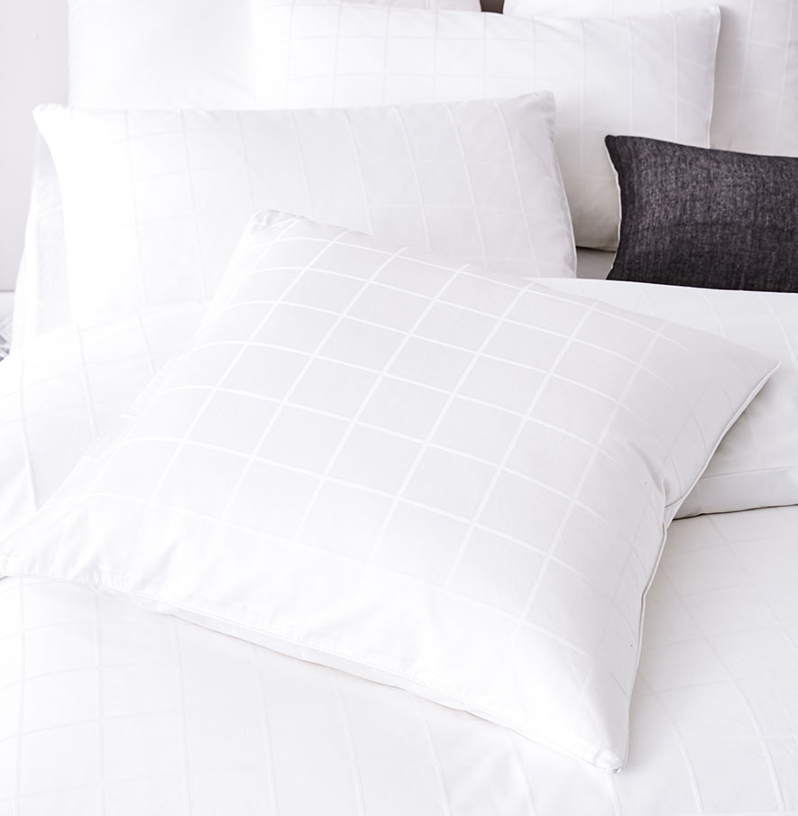 Home Republic - 1000TC Gramercy Grid White Quilt Cover Separates | Adairs