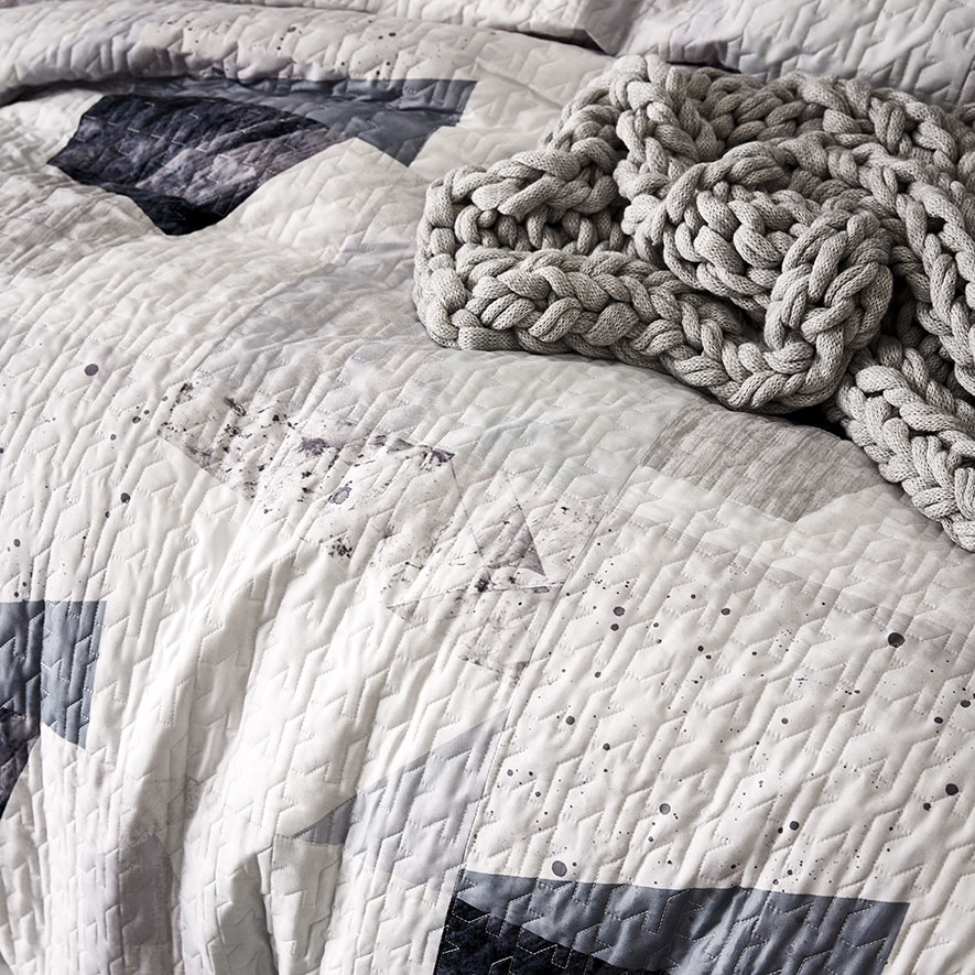 Home Republic - Morrison Quilted Quilt Cover Sky Grey | Adairs