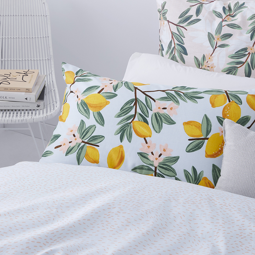 Home Republic - Lisbon Lemon Print Blue Quilt Cover Set | Adairs