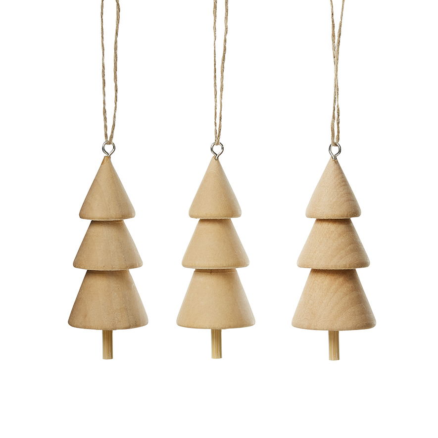 Home Republic - Wooden Hanging Tree Pack of 3 Natural | Adairs