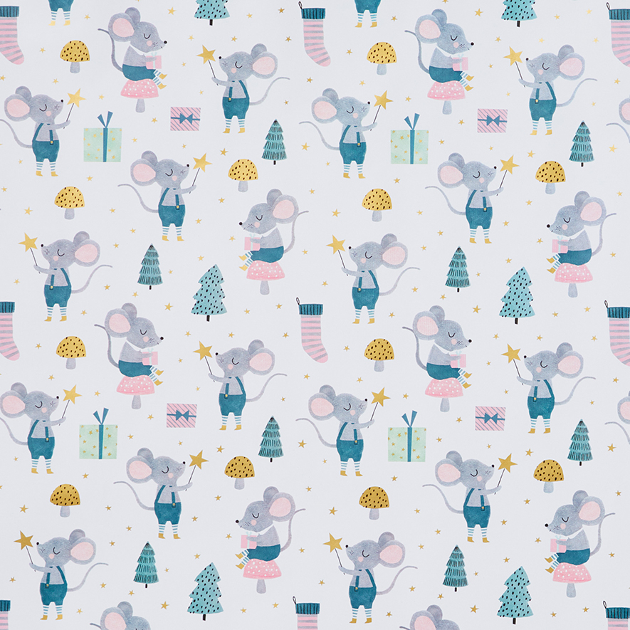 Adairs Kids - Christmas Mouse Wrapping Paper Pack of 2 | Adairs