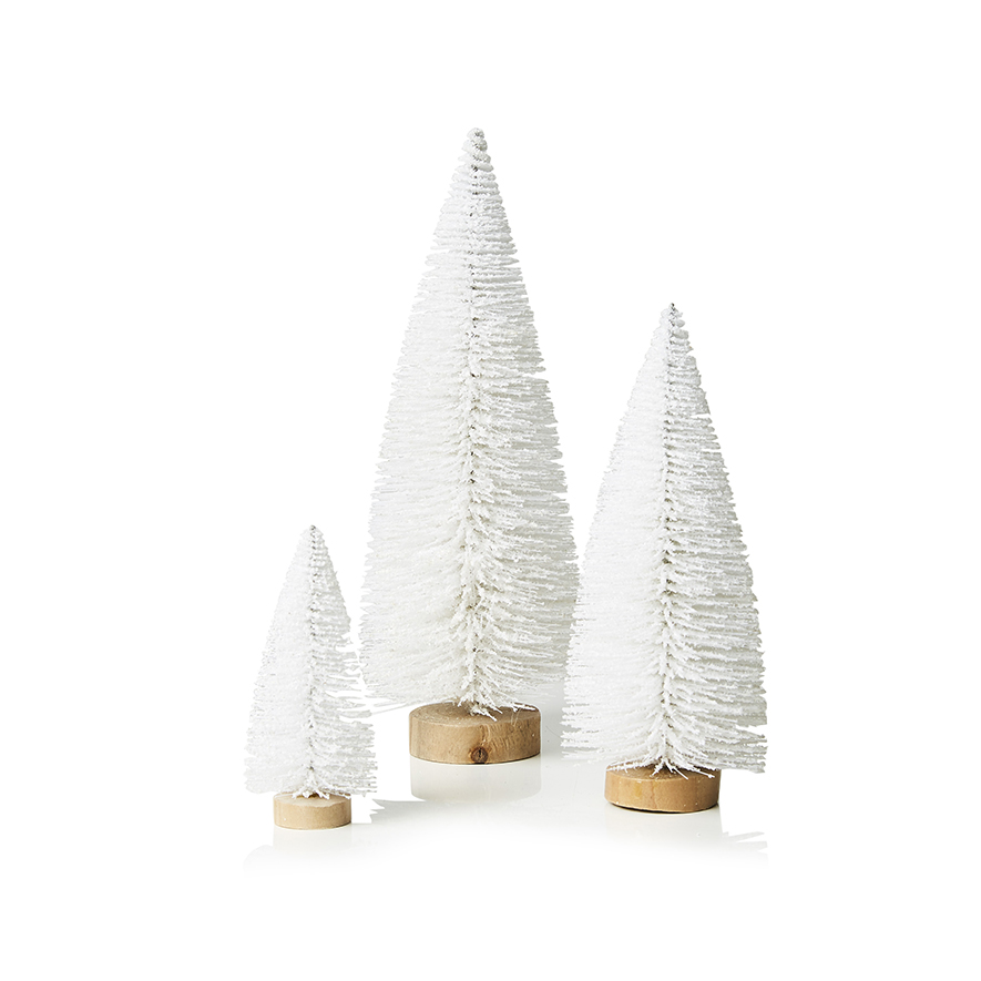 Frosted Pine Table Tree Pack 3 White | Adairs