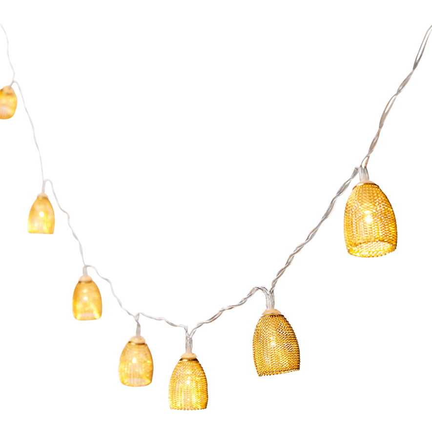 Mesh String Lantern Lights in Gold | Adairs