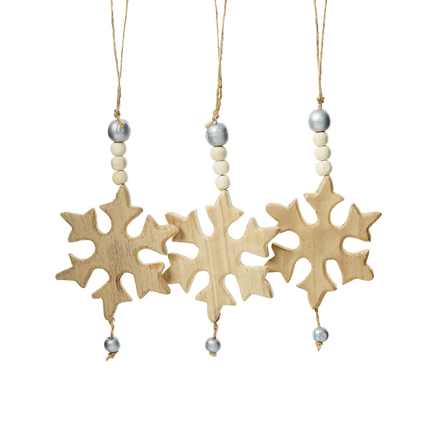 Wooden Snowflakes Pack 3 | Adairs
