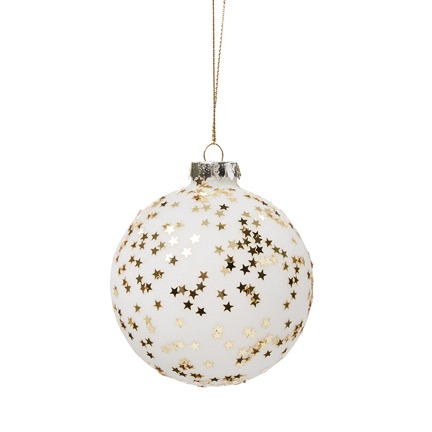 Glass Star Bauble White Ball | Adairs