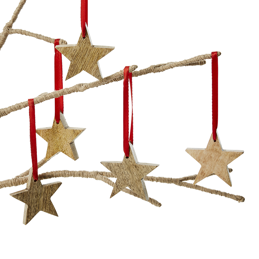Hanging Timber Stars Natural Pack of 5 | Adairs