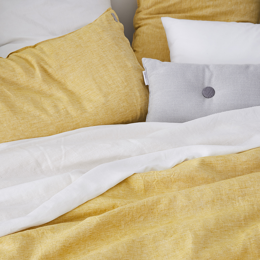 Vintage Washed Linen Mustard Quilt Cover | Adairs