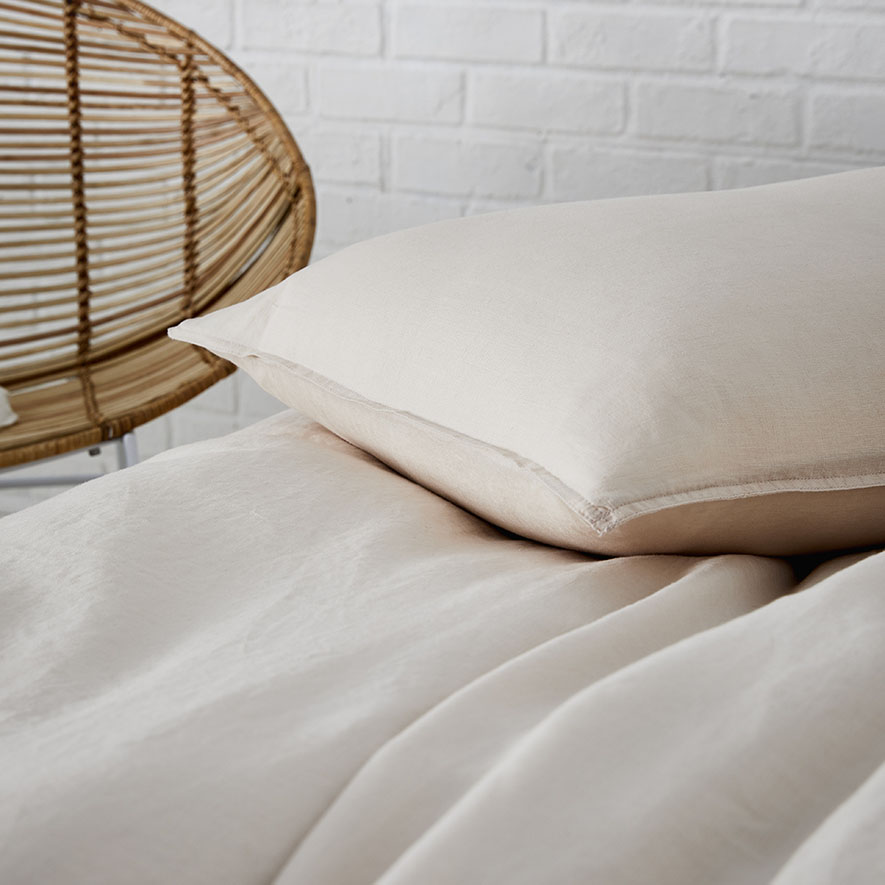 Home Republic - Vintage Washed Linen Shell Pink Quilt Cover | Adairs