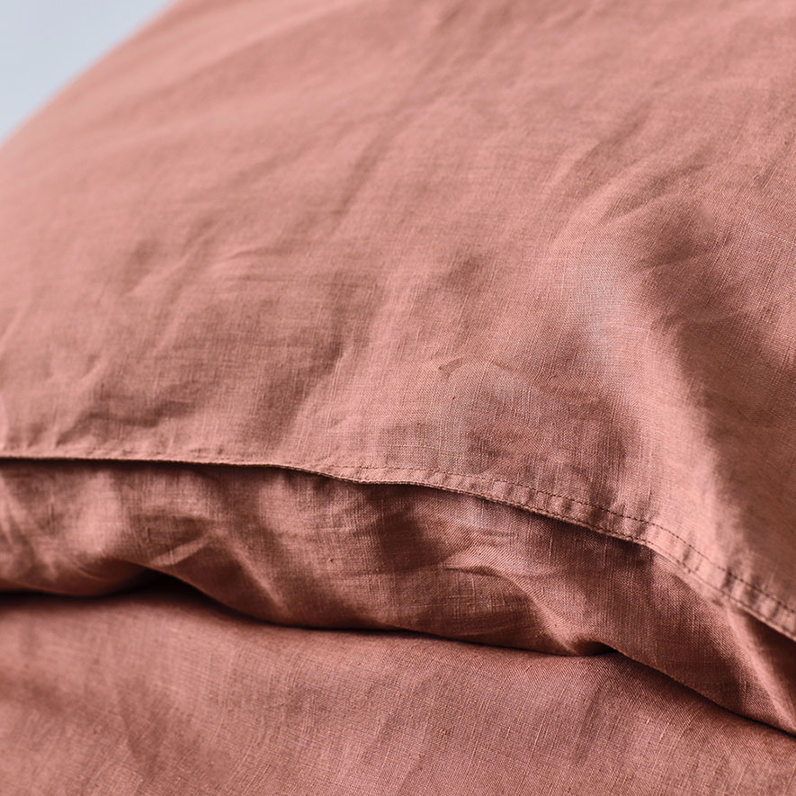 Home Republic - Vintage Washed Linen Terracotta Quilt Cover | Adairs