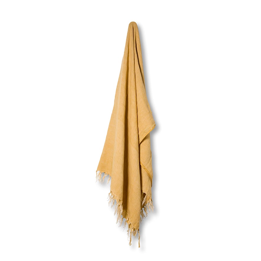 Home Republic - Malmo Mustard Linen Throw | Adairs